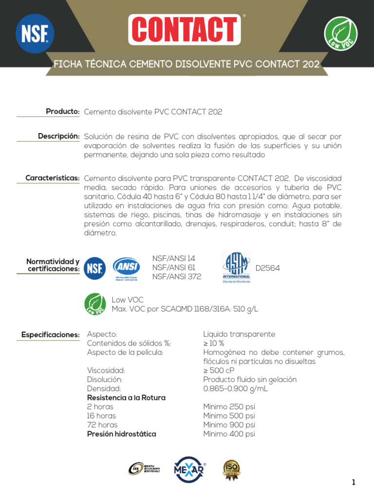 Contact Ficha Tecnica 202 | PDF