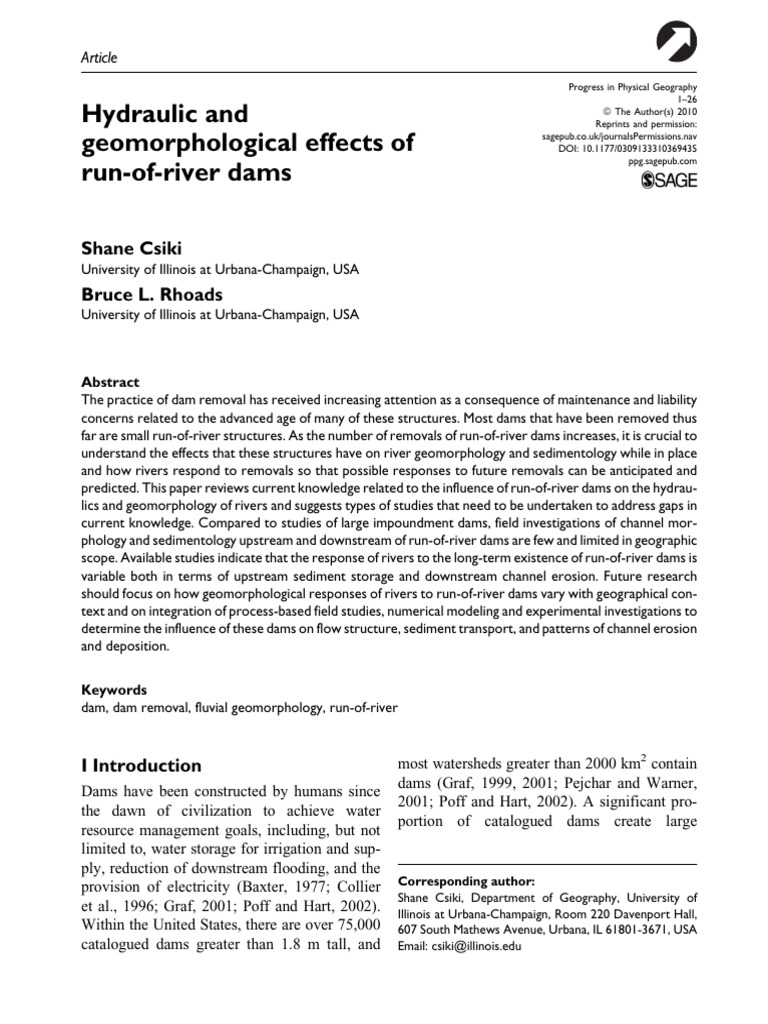 2010 Csiki - Hydraulic and Geomorphological Effects of Run-of-River ...