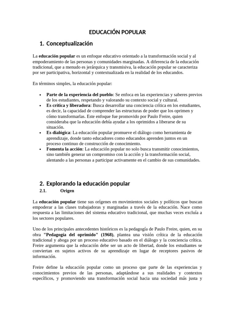 Educación Popular | PDF