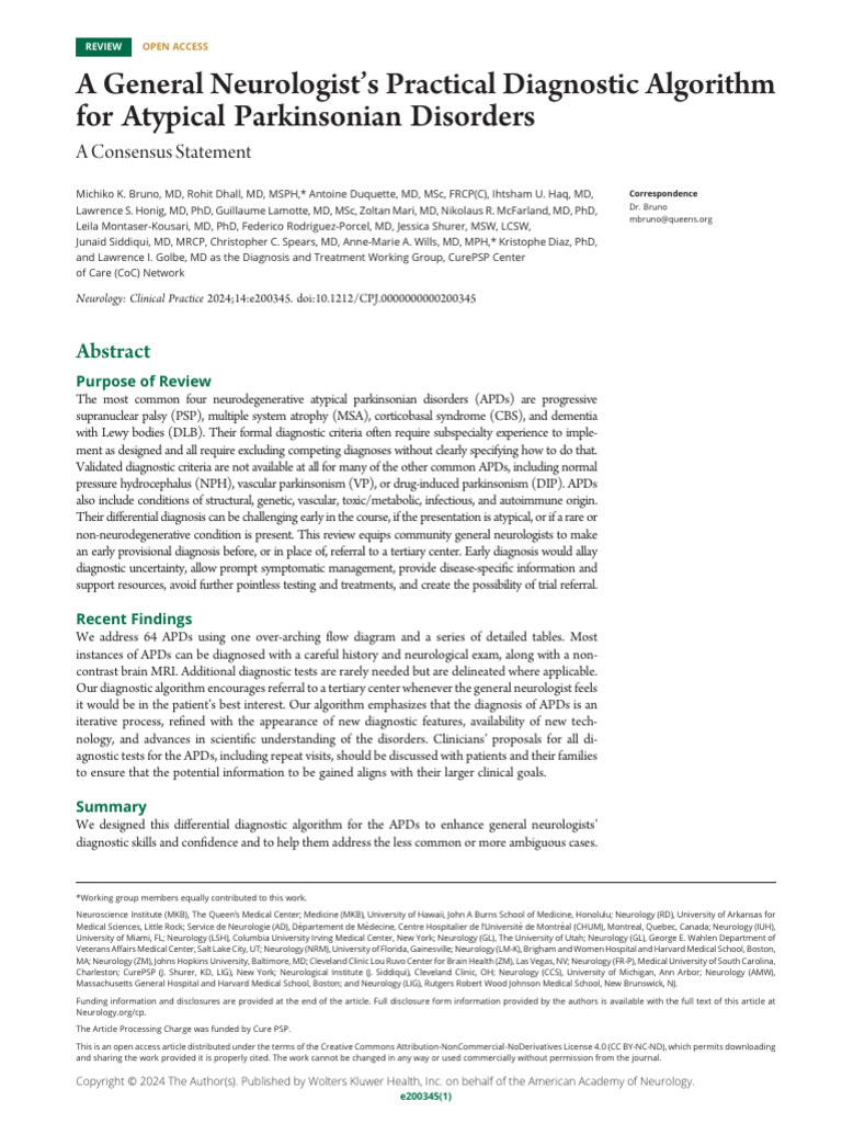 A General Neurologist's Practical Diagnostic Algorithm For Atypical ...