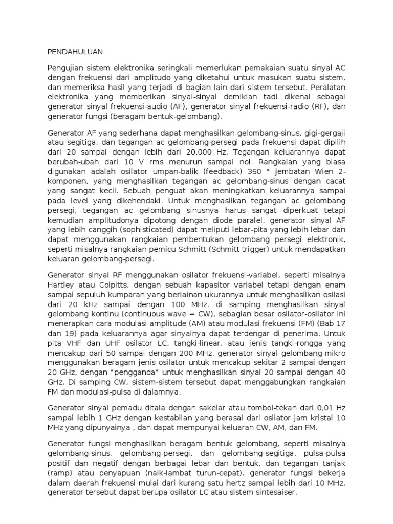 Audio Frekuensi Generator | PDF