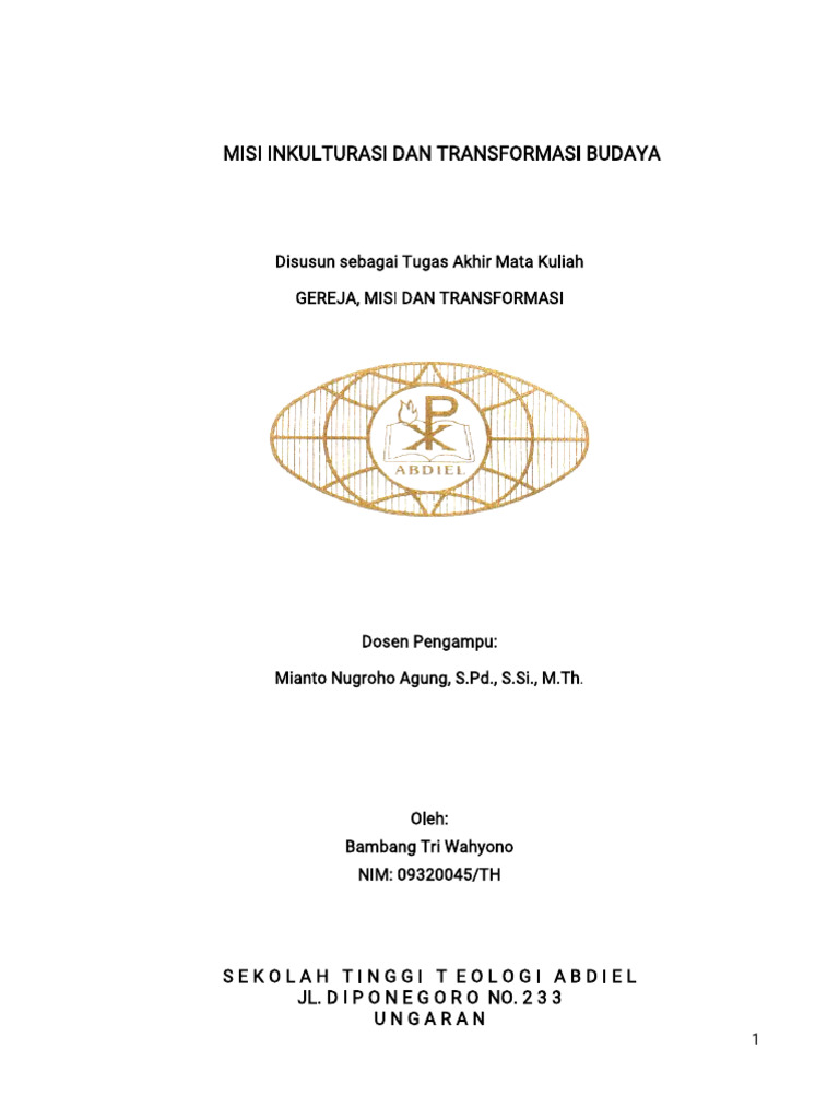 Misi Inkulturasi dan Transformasi Budaya | PDF
