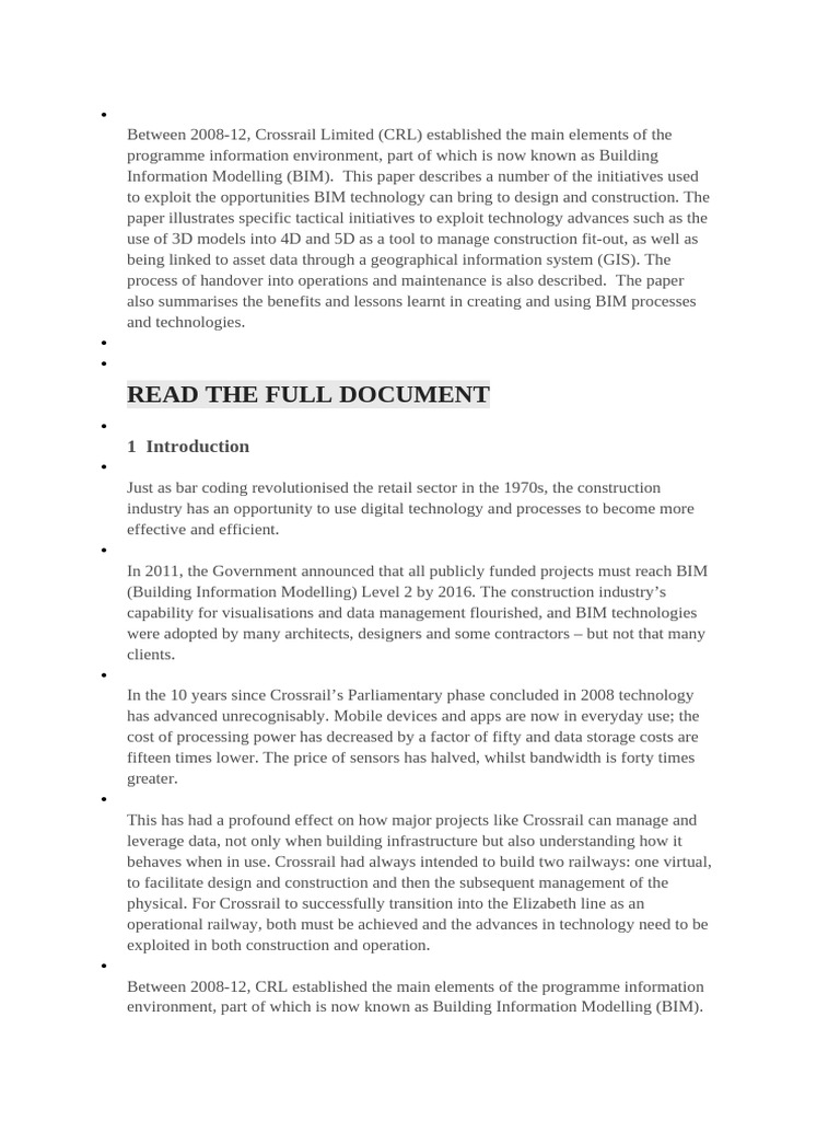 Crossrail Project Application of BIM (Building Information Modelling ...