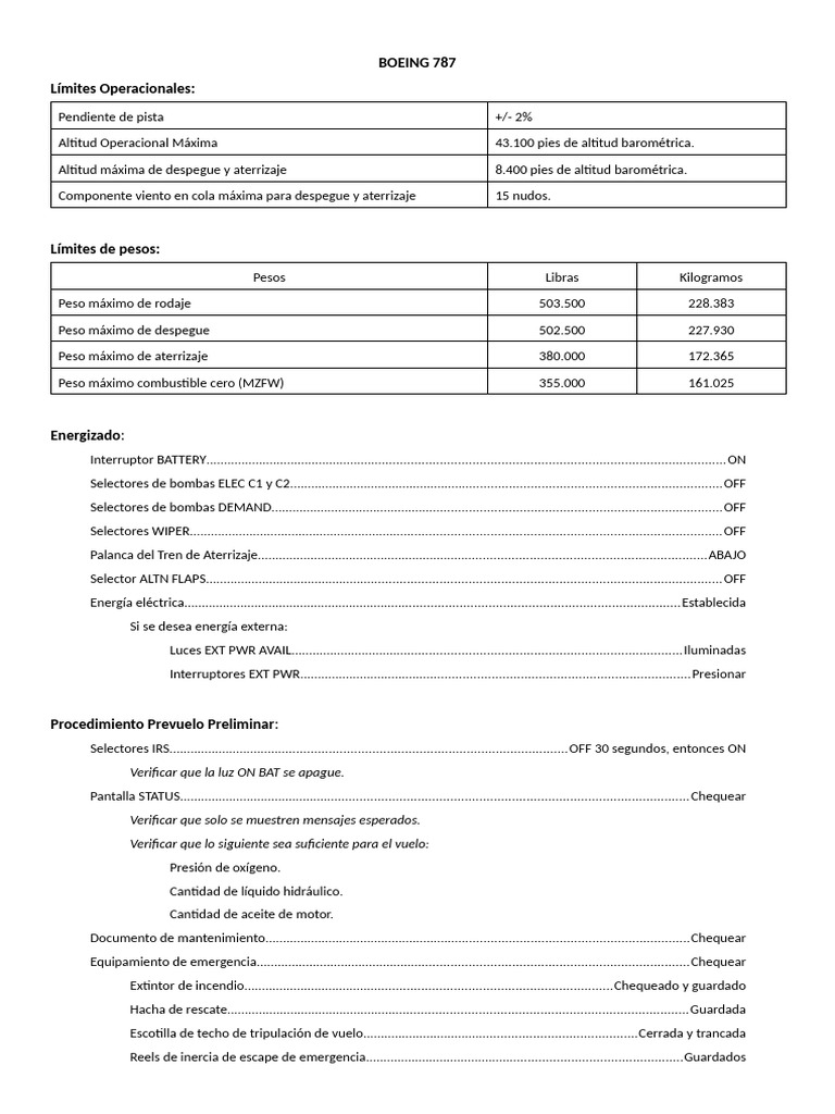 Procedimientos BOEING 787 | PDF