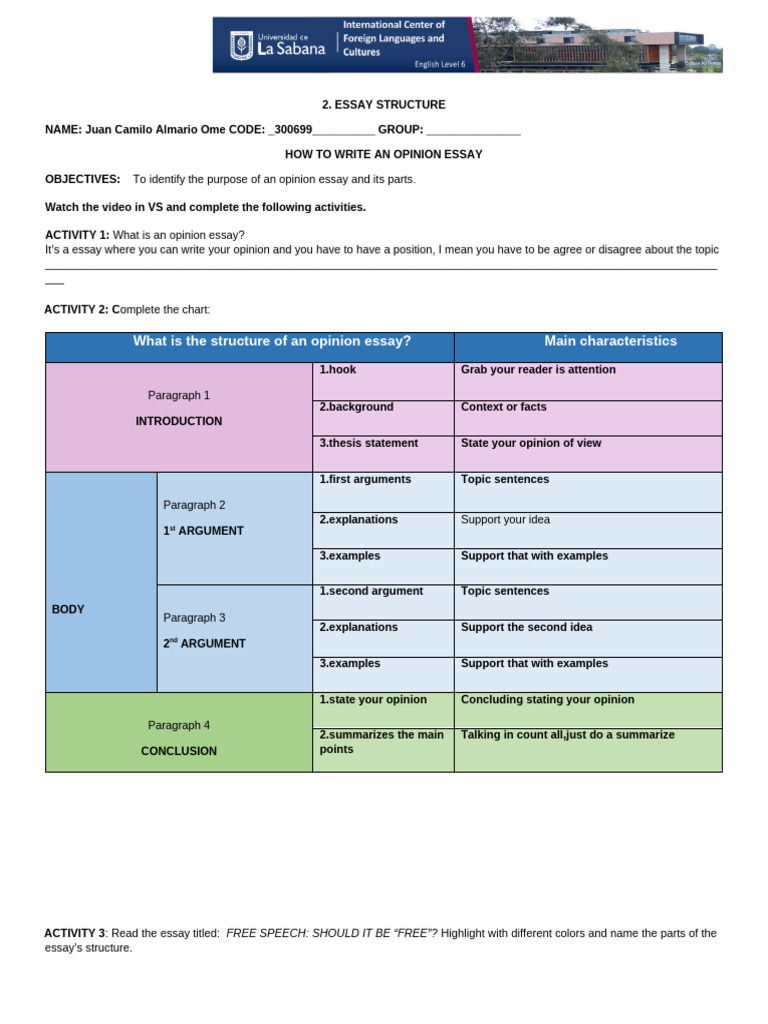 Copia de 2. Essay Structure | PDF