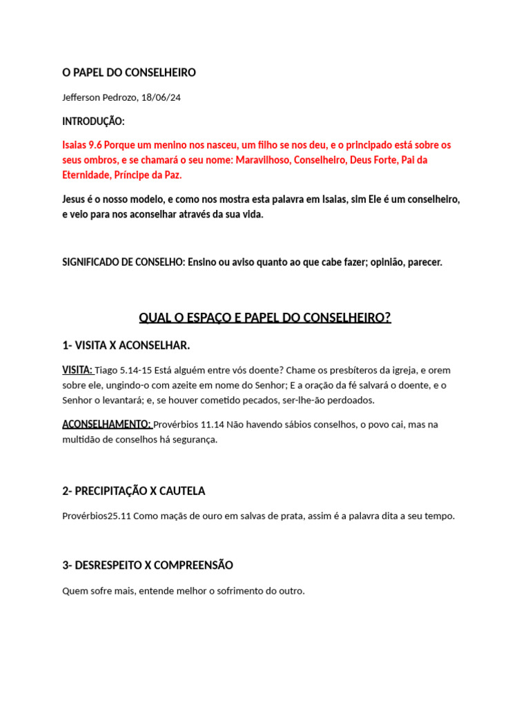 O Papel Do Conselheiro | PDF