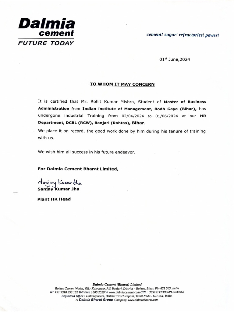 Rohit Training Certificate | PDF