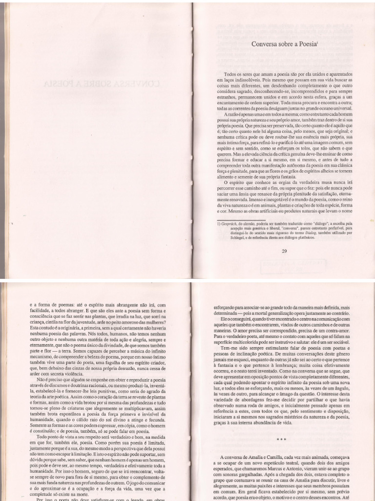 Livro Friedrich Schlegel Conversa Sobre A Poesia 1a. Aval | PDF