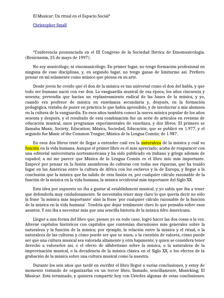 El Musicar - Un Ritual en El Espacio Social CSmall | PDF