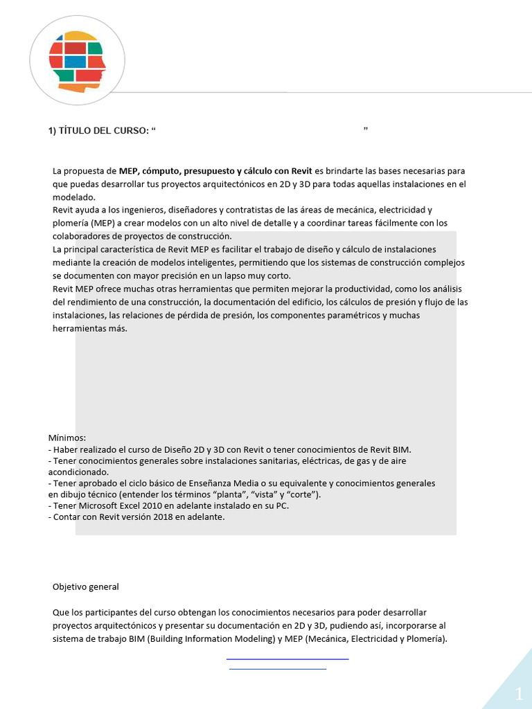 Programa de MEP, Computo, Presupuesto y Cálculo Con Revit V2.1 | PDF