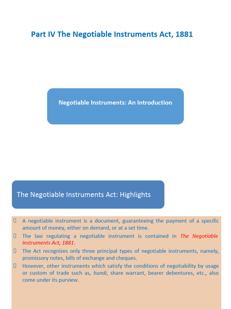 Negotiation Instrument | PDF