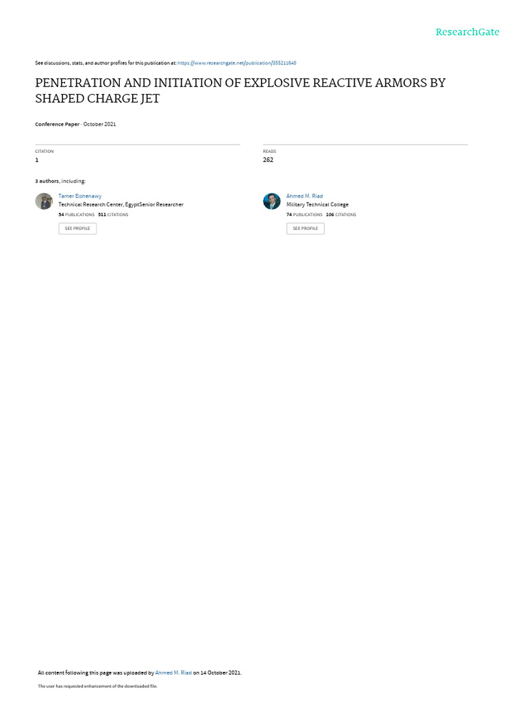 PENETRATION AND INITIATION OF EXPLOSIVE REACTIVE ARMORS BY SHAPED ...