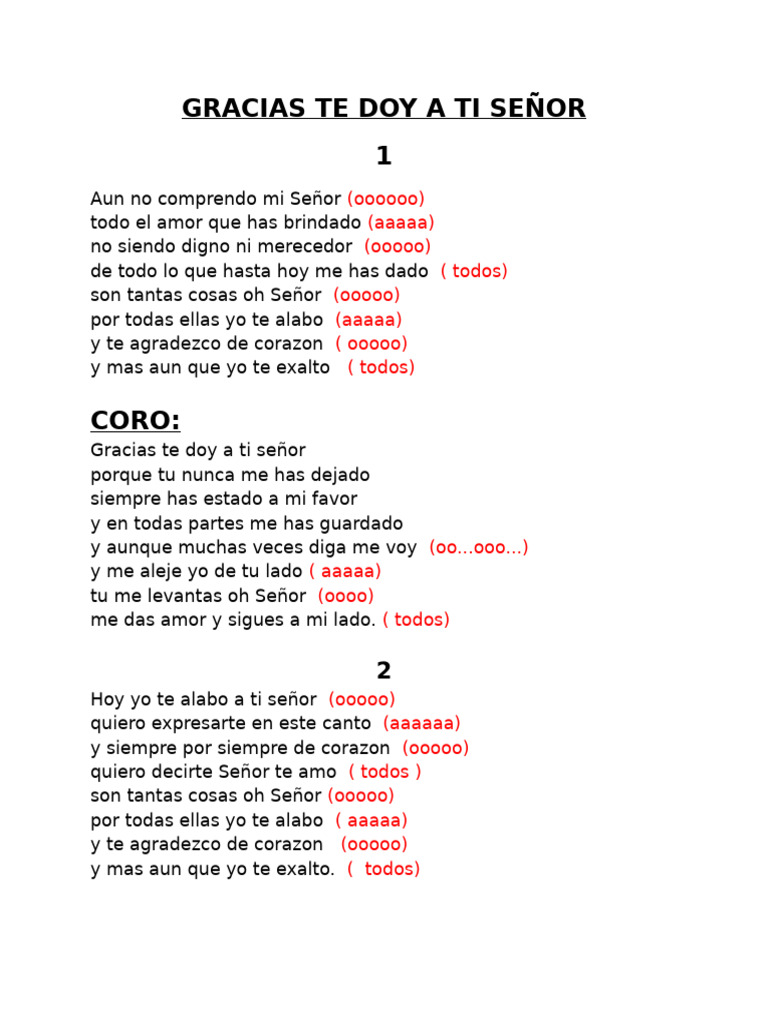 Gracias Te Doy A Ti Señor | PDF