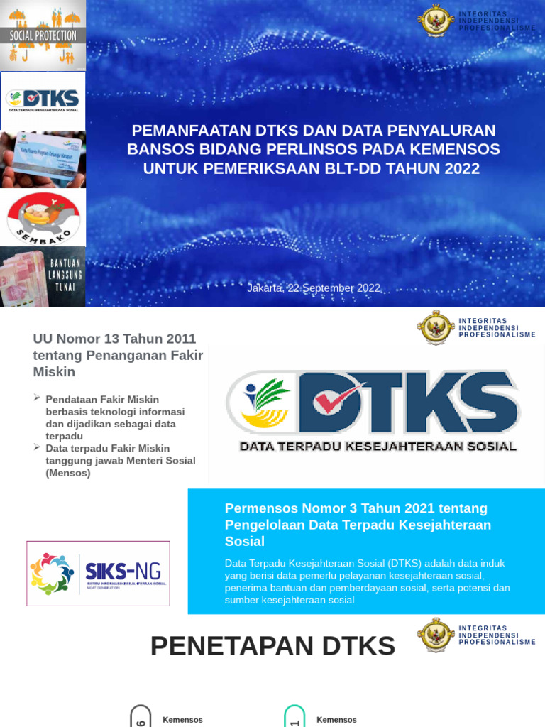 Pemaparan DTKS Dan Data Salur Bansos Kemensos | PDF