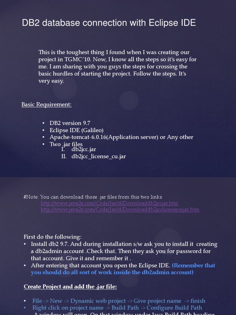 DB2 Connection With Eclipse IDE | PDF | Databases | Java Server Pages