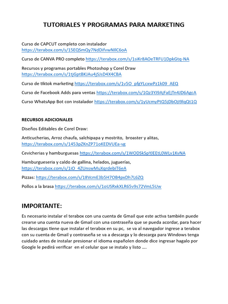 Tutoriales y Programas para Marketing | PDF