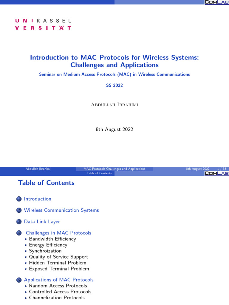 Abdullah_Ibrahimi_MAC Protocols Seminar | PDF