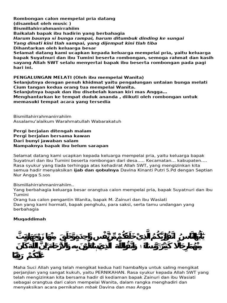 MC Nikah Bu Davina | PDF