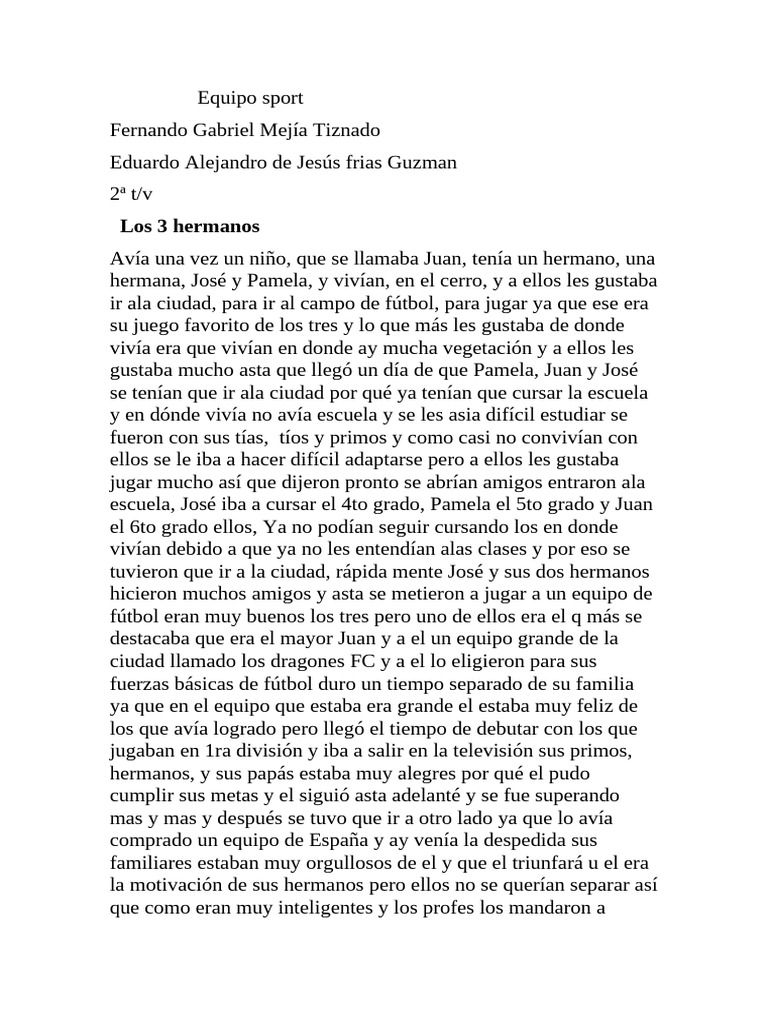 Cuento de Fernando Gabriel y Eduardo Alejandro | PDF