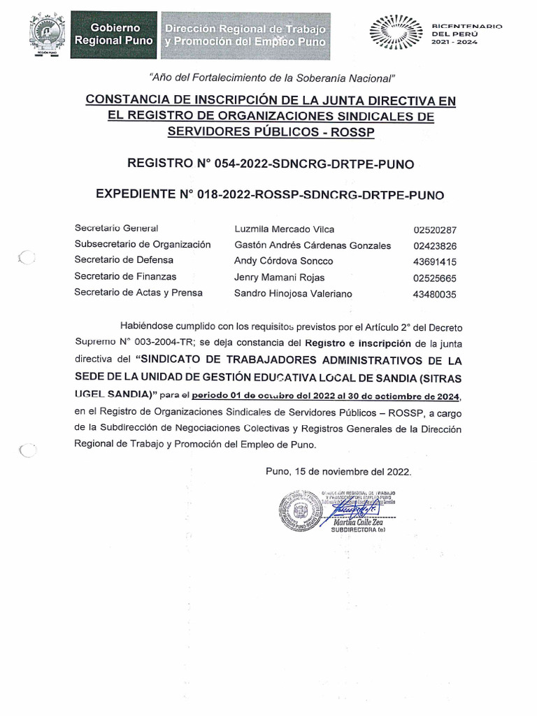 Rossp Ugel Sandia Vigente A Setiembre 2024 | PDF