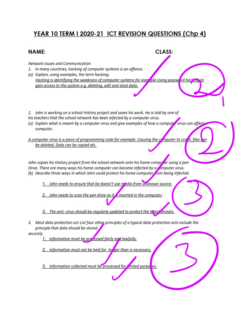Edited 2020-2021 ICT Revision Questions Chapter 4 | PDF