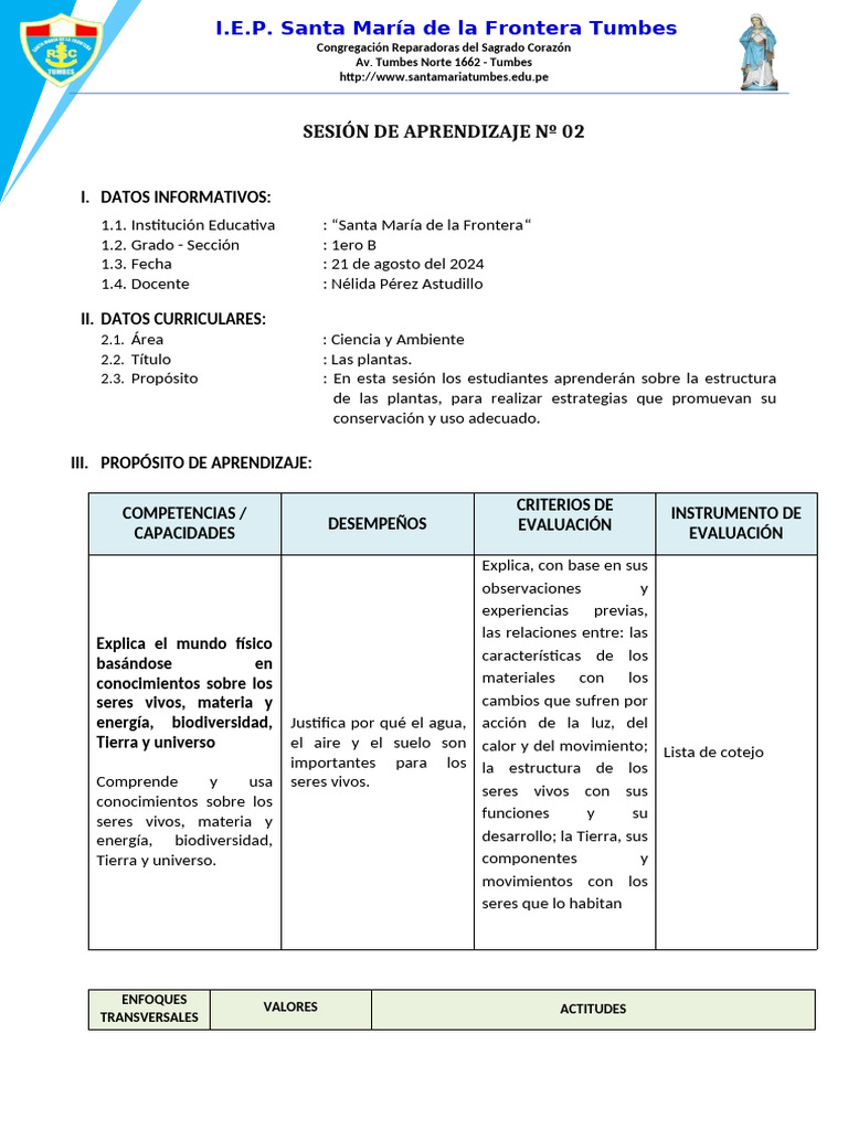 Modelo de Sesión de Aprendizaje | PDF