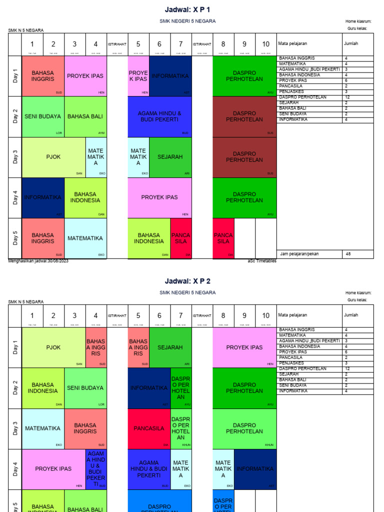 Jadwal Kelas Revisi | PDF