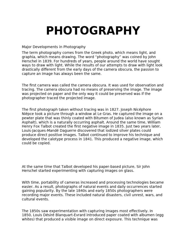 Major Developments in Photography | PDF