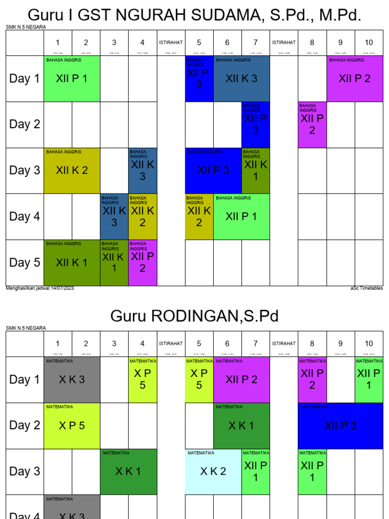Jadwal Guru | PDF