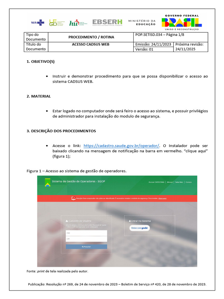 Pop Setisd 034 Acesso Cadsus Web | PDF