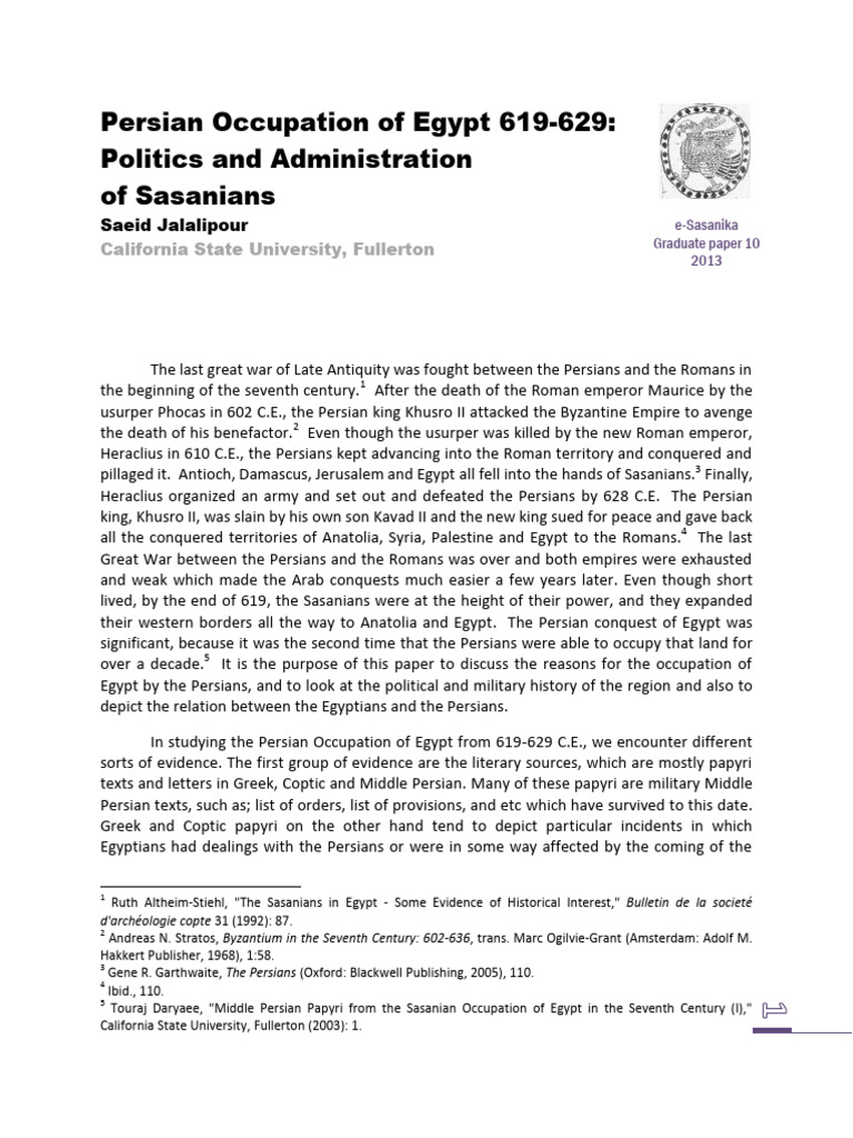 GradPaper10 Persian Occupation of Egypt 619 629 | PDF