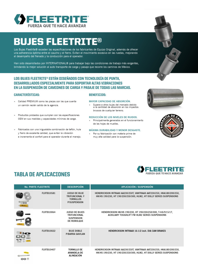 Ficha Fleetrite Bujes | PDF