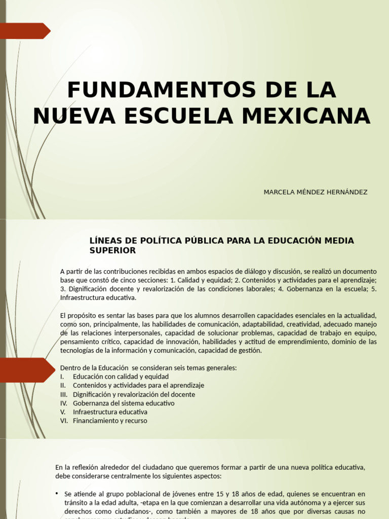 Fundamentos de La Nueva Escuela Mexicana | PDF
