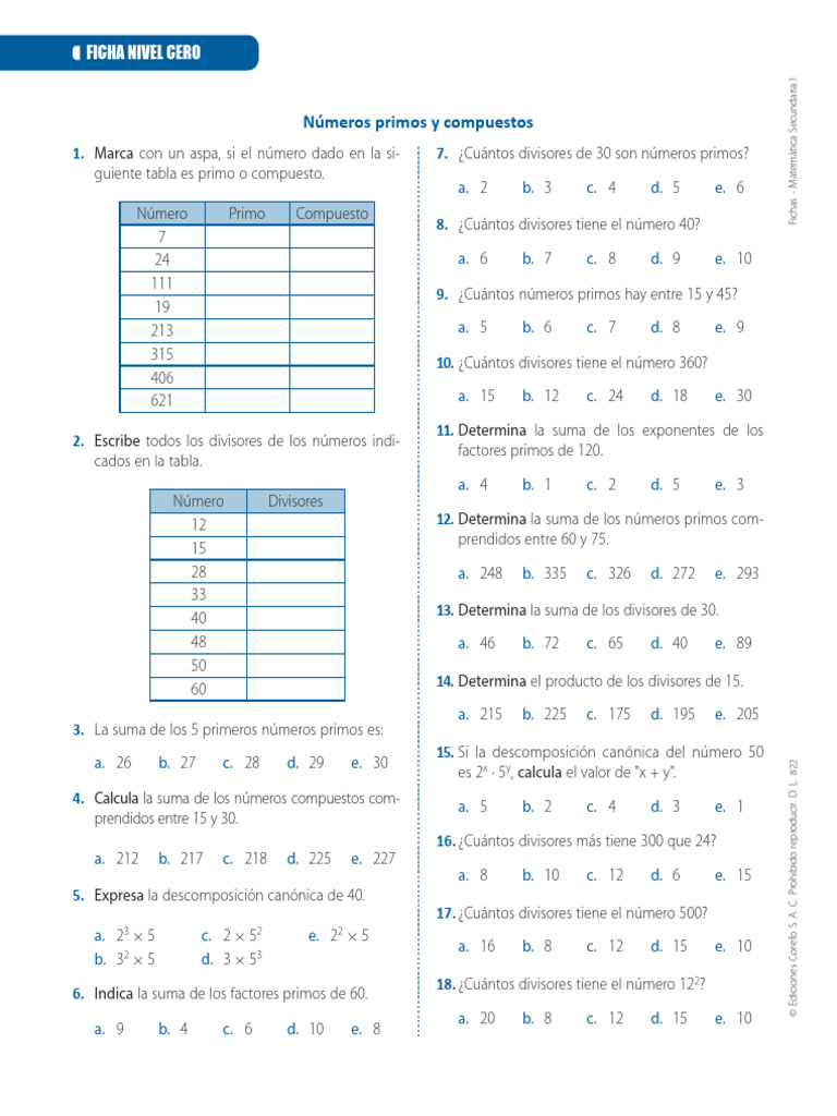F0 - Números Primos y Compuestos | PDF