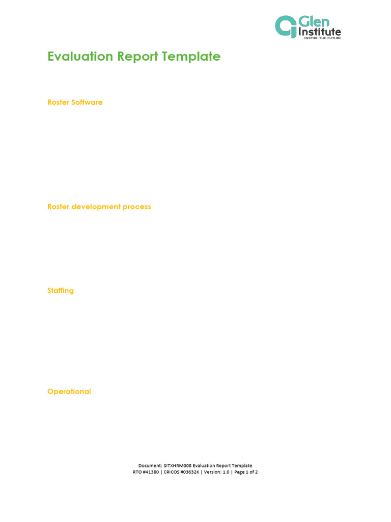 SITXHRM008 Evaluation Report Template | PDF