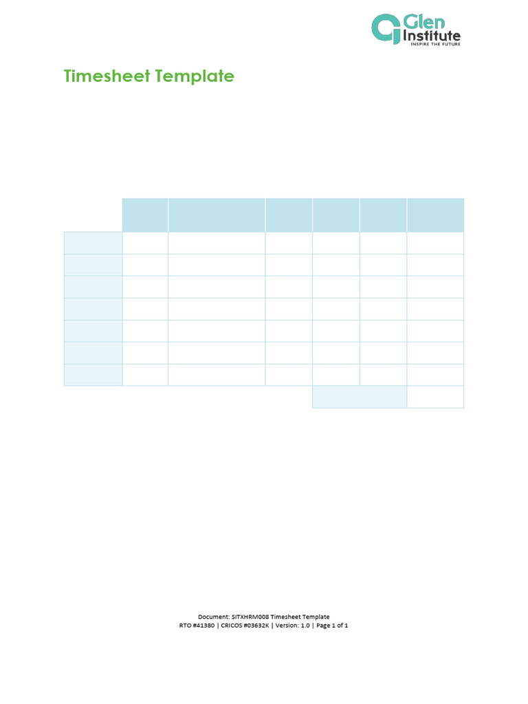 SITXHRM008 Timesheet Template | PDF