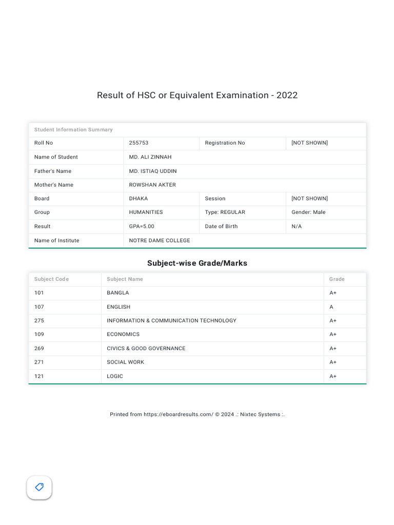 View Result - Education Board Results of Bangladesh | PDF