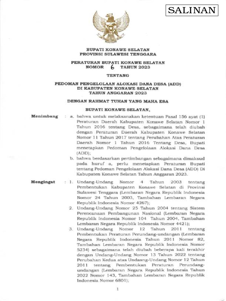 Perbup No. 6 Tahun 2023 | PDF