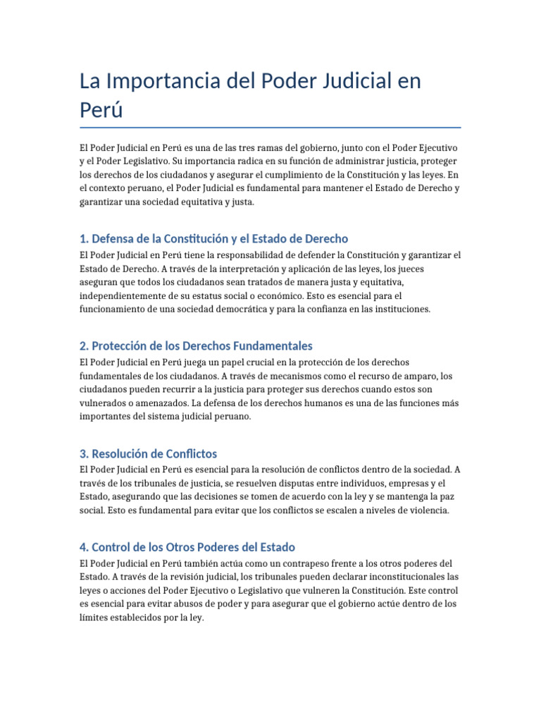 Poder Judicial en Perú: Pilar de Justicia | PDF | Judicaturas | Estado ...