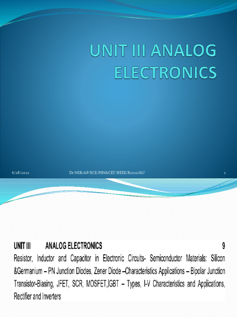 Unit III Analog Electronics | PDF