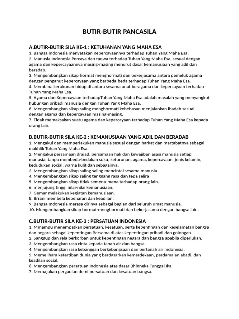 Butir-Butir Pancasila | PDF