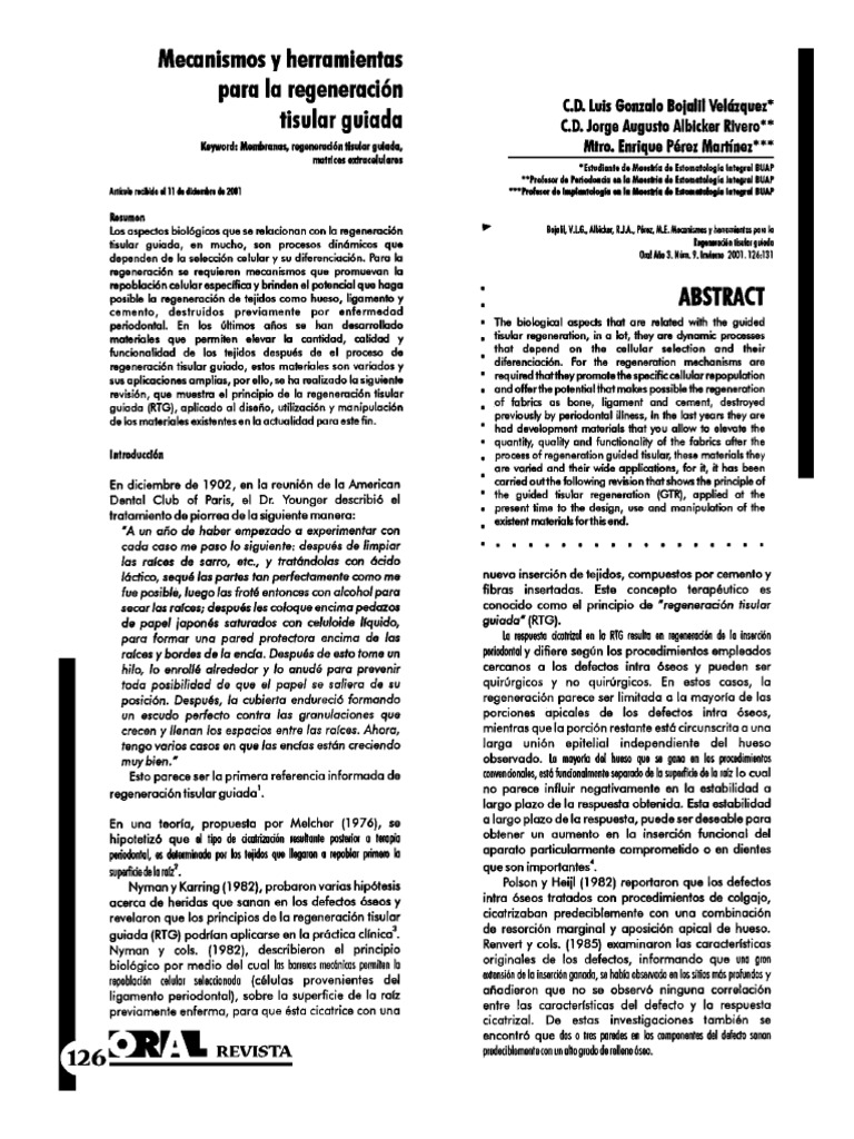 04 Mecanismos y Herramientas para La Regeneracin Tisular Guiada | PDF
