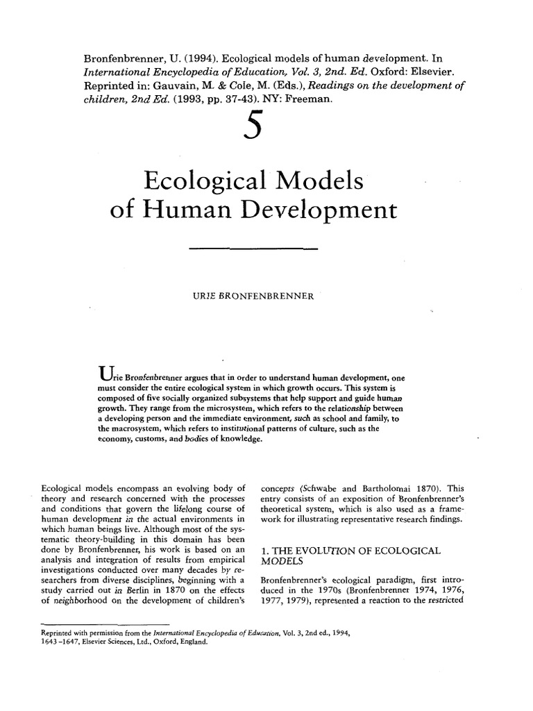 Ecological Models of Human Deveplopment | PDF