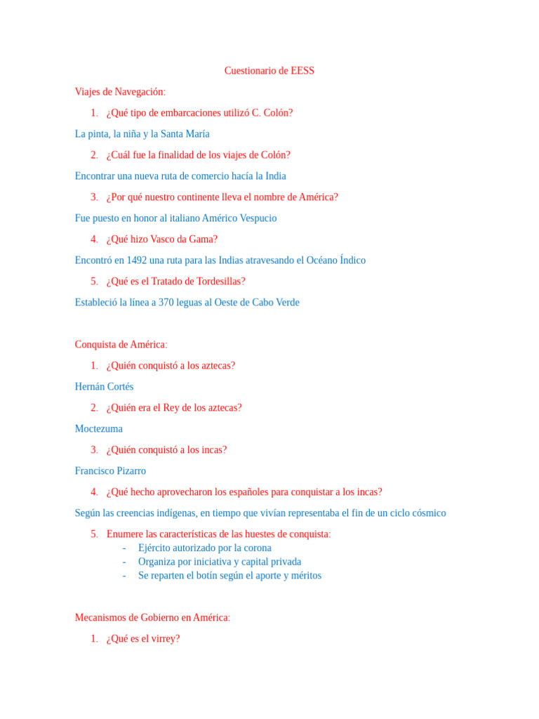 Cuestionario de EESS | PDF