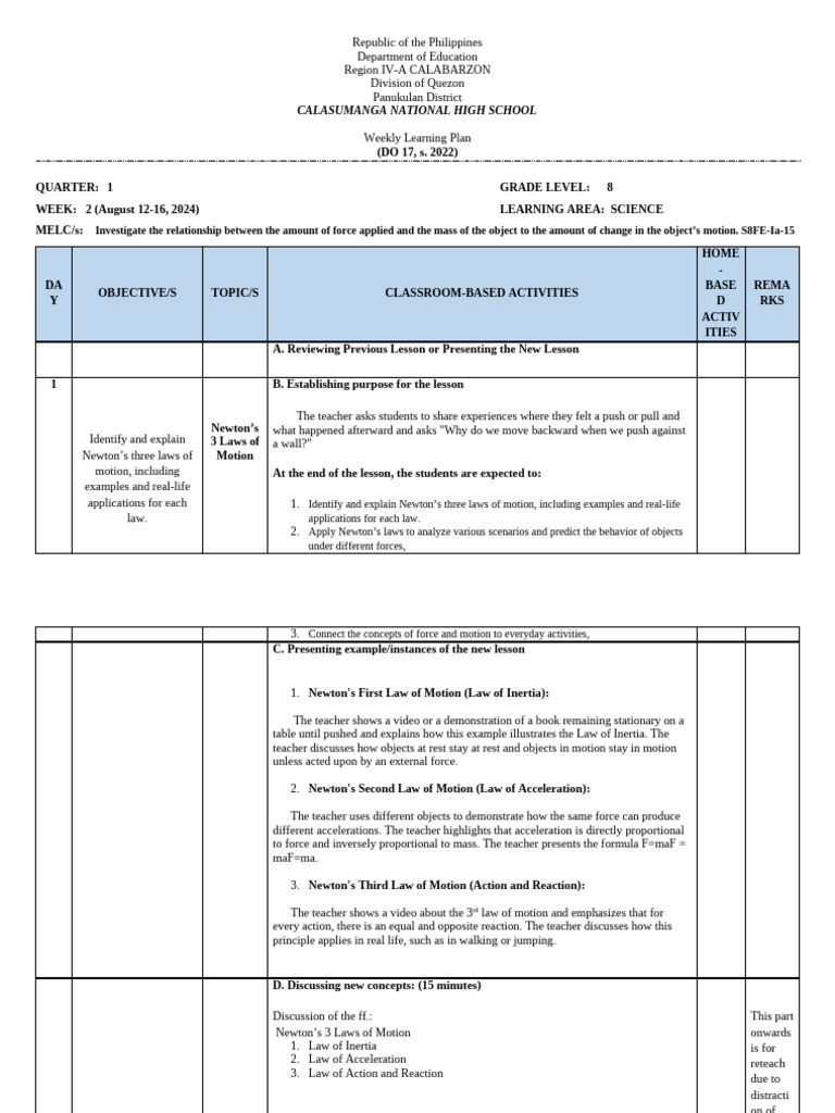 Science 8 DLL Q1 WK3 | PDF