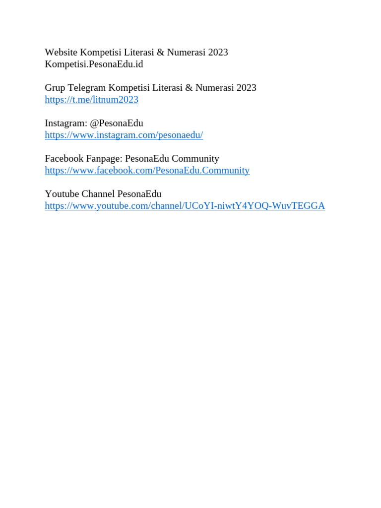 Website Kompetisi Literasi Numerasi 2023 | PDF