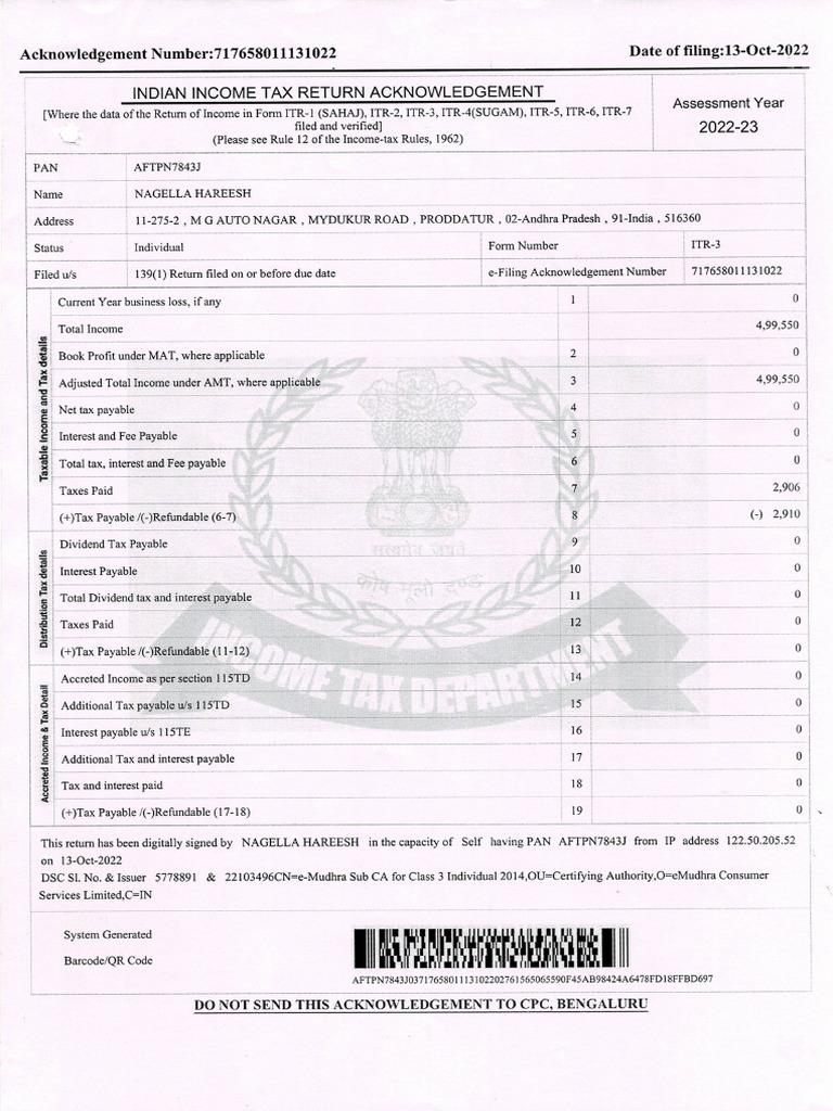 SSMD ITR 2022-2023 Assessment Year - 240712 - 180304 | PDF
