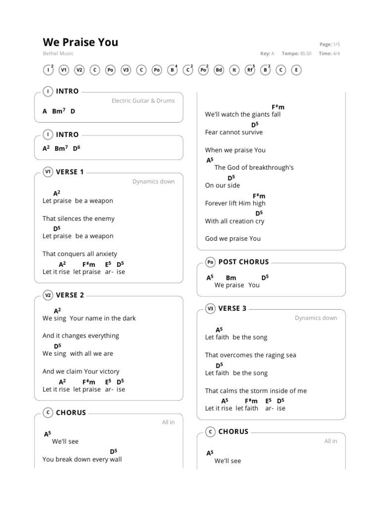 We Praise You - Chart in A | PDF