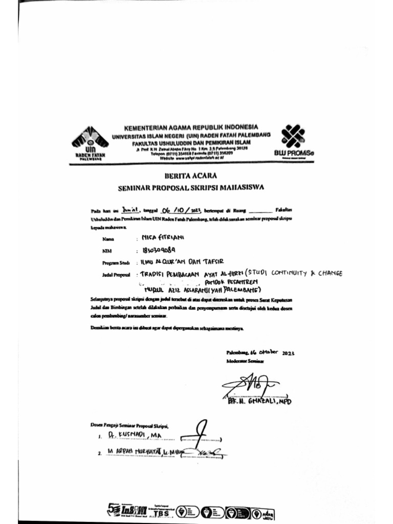 Berita Acara Sempro | PDF