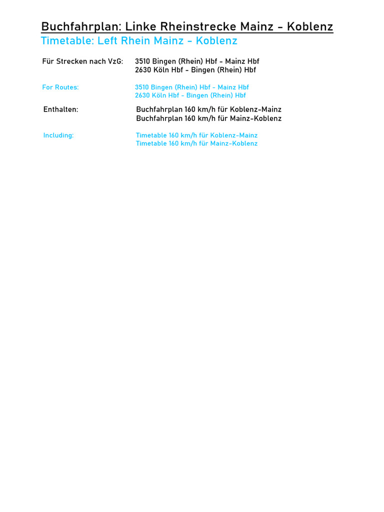 Buchfahrplan Linke Rheinstrecke R1-0 | PDF